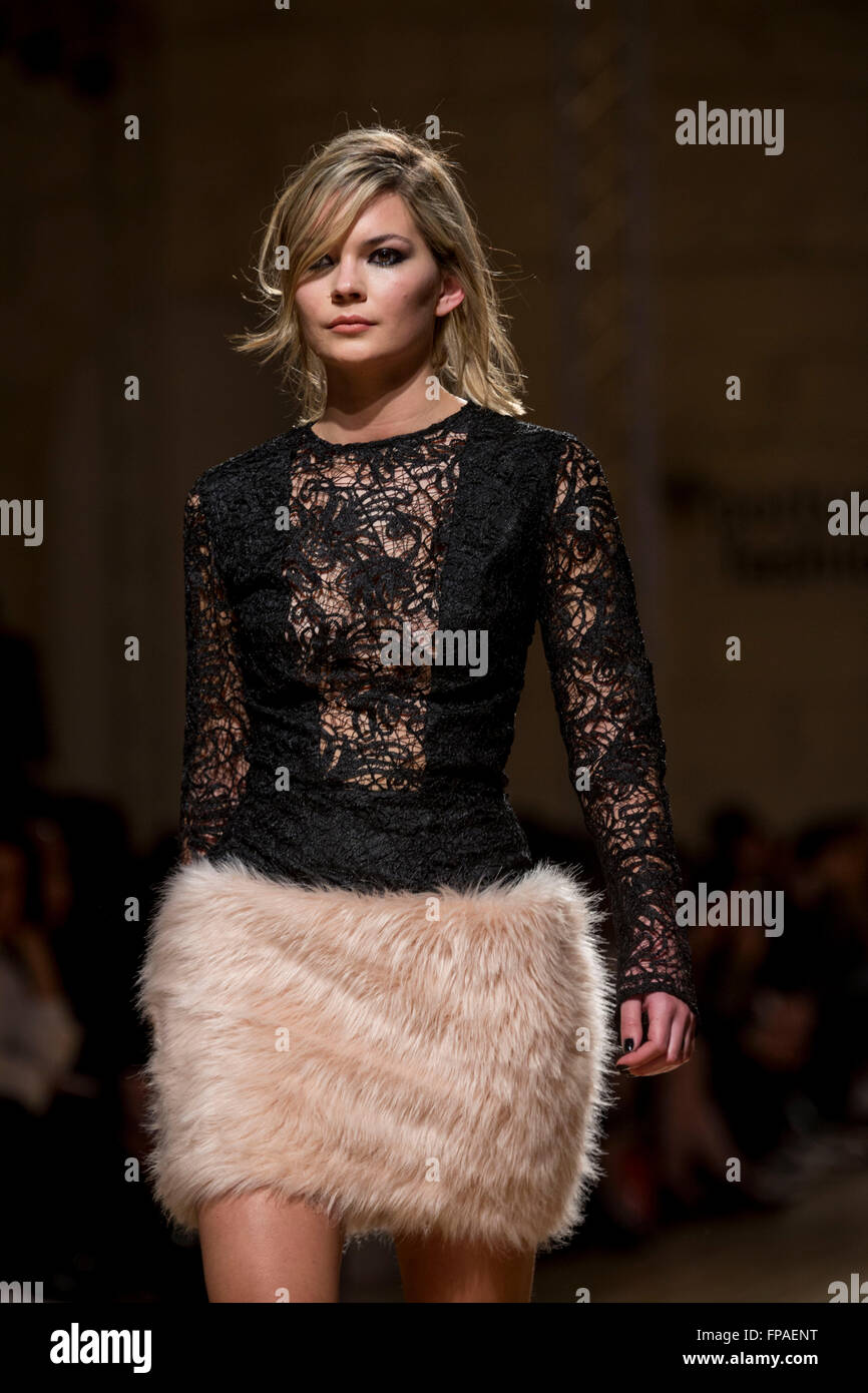 Porto, Portugal. 18th March, 2016. Model walks in the catwalk for ...