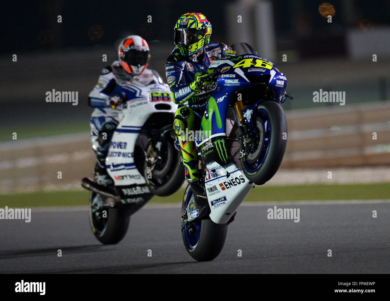 Doha, March 18. 20th Mar, 2016. Italian MotoGP rider Valentino Rossi of ...