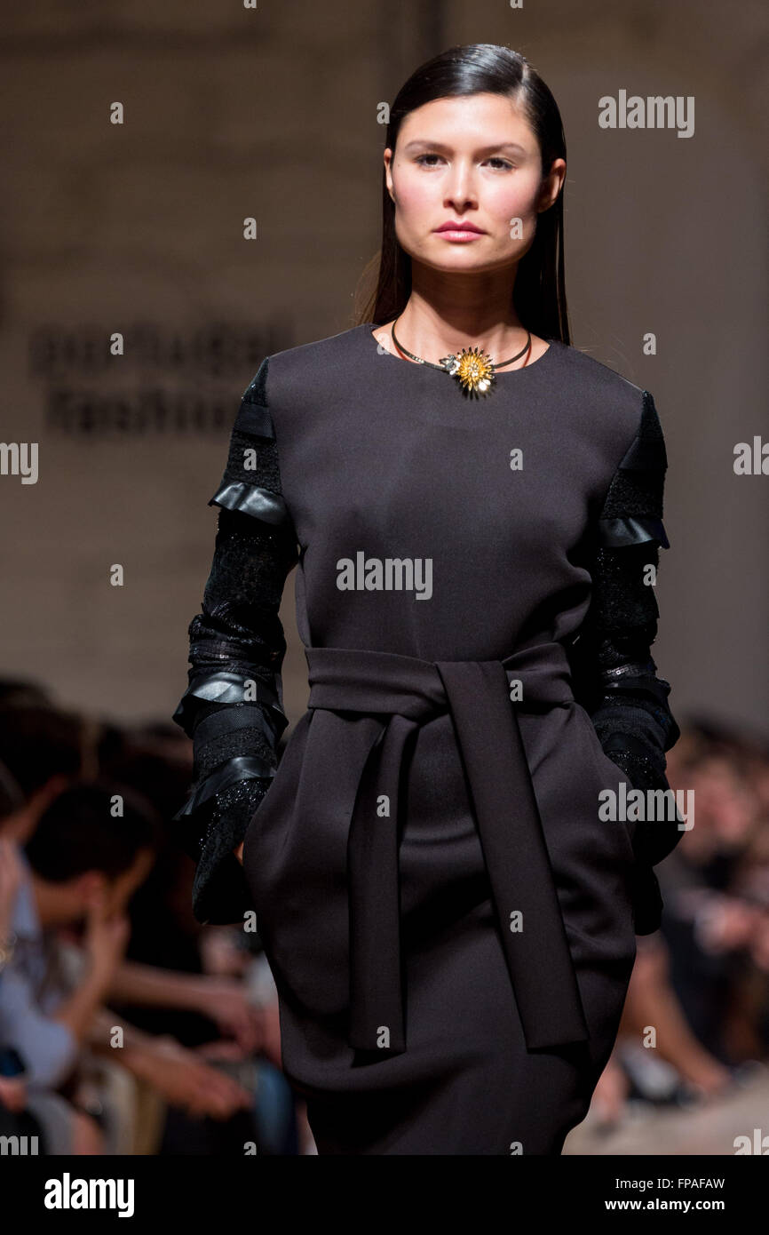 Porto, Portugal. 18th March, 2016. Model walks in the catwalk for ...
