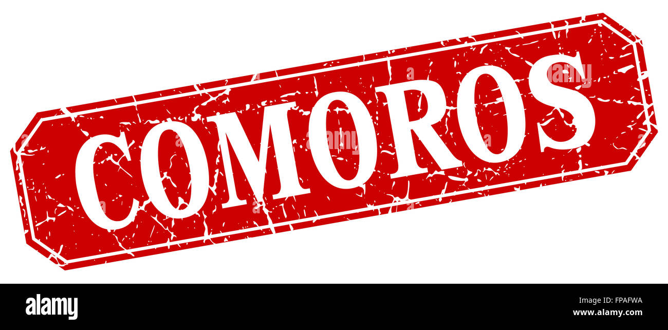 Comoros red square grunge retro style sign Stock Photo - Alamy