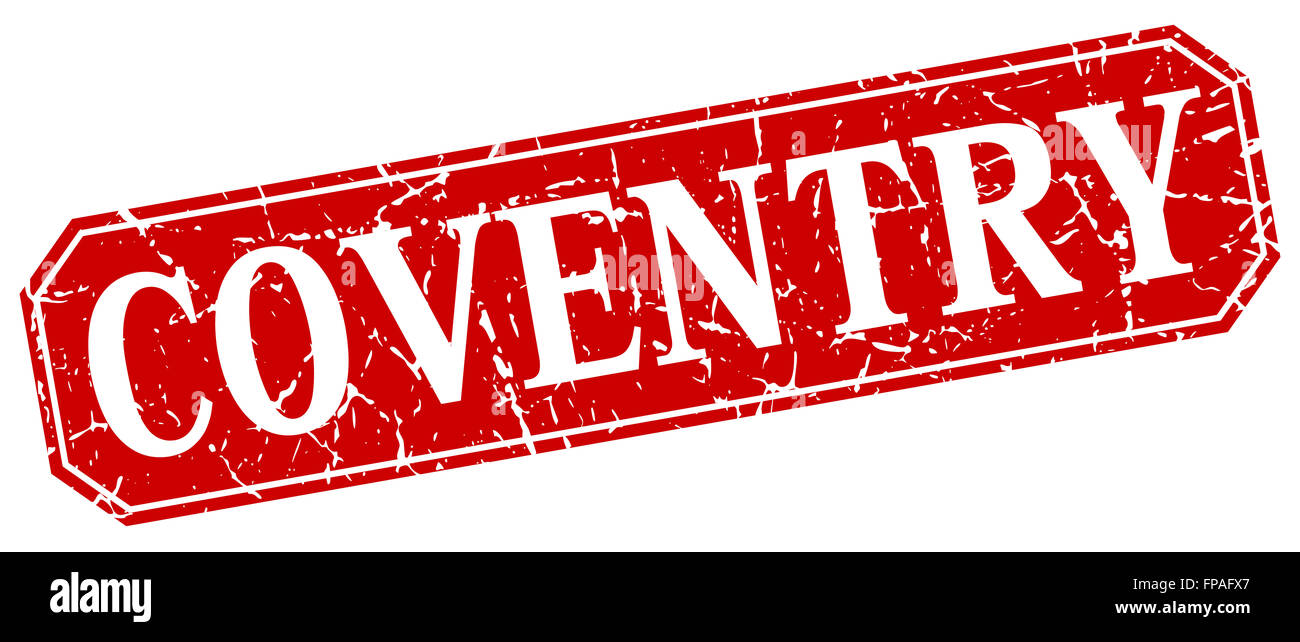 Coventry red square grunge retro style sign Stock Photo - Alamy