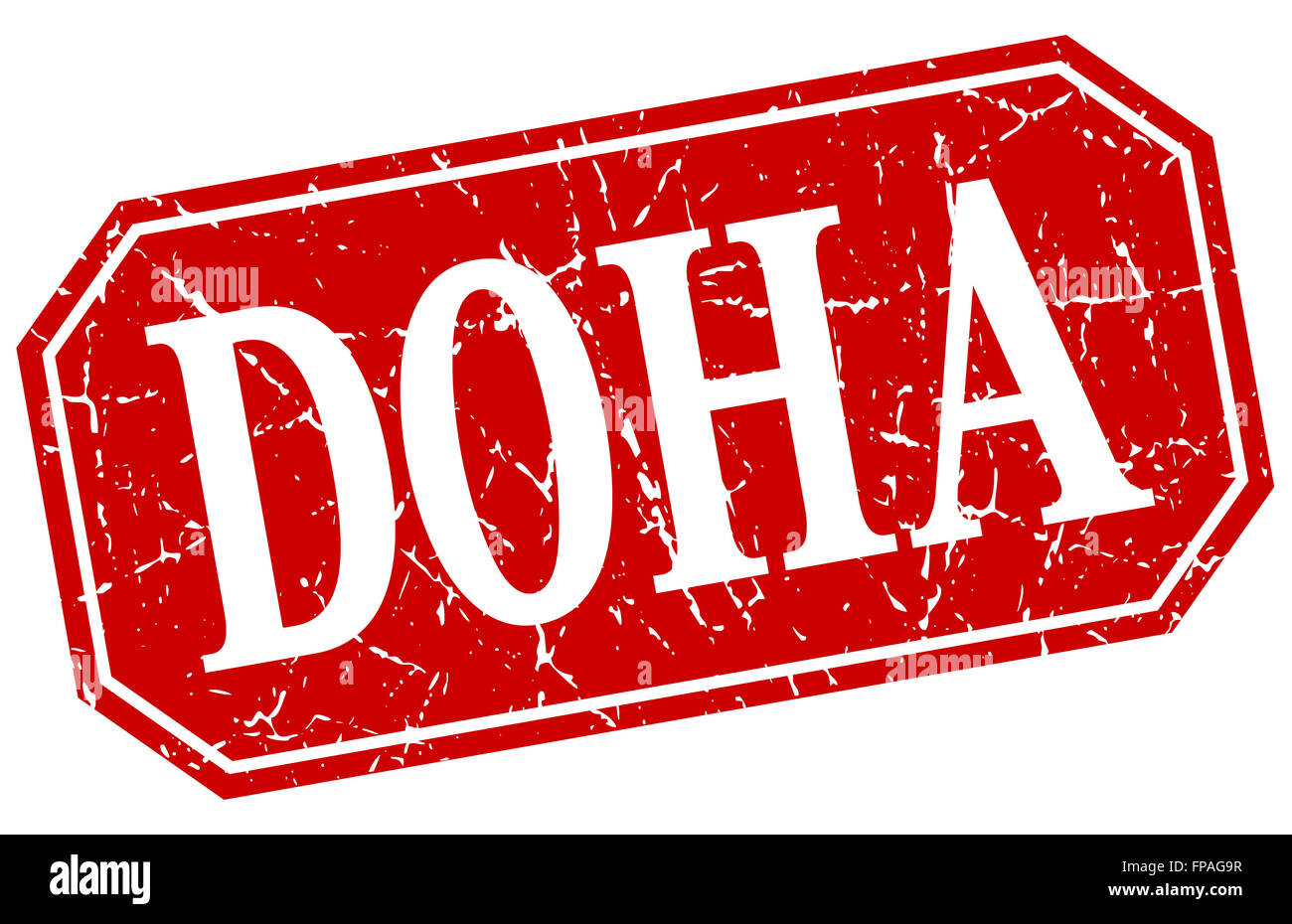 Doha red square grunge retro style sign Stock Photo - Alamy