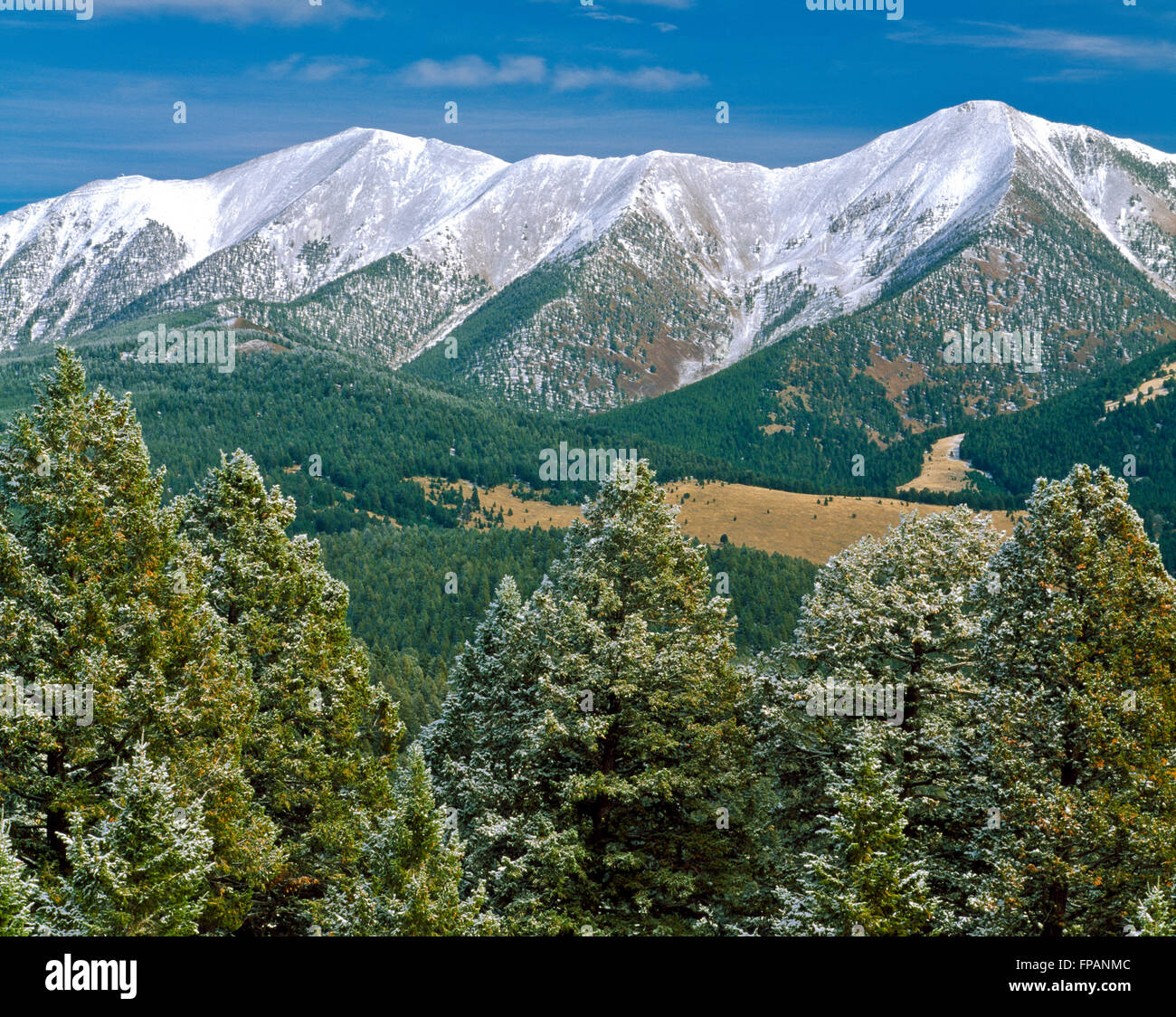 early snow on the highland mountains near butte, montana Stock Photo ...