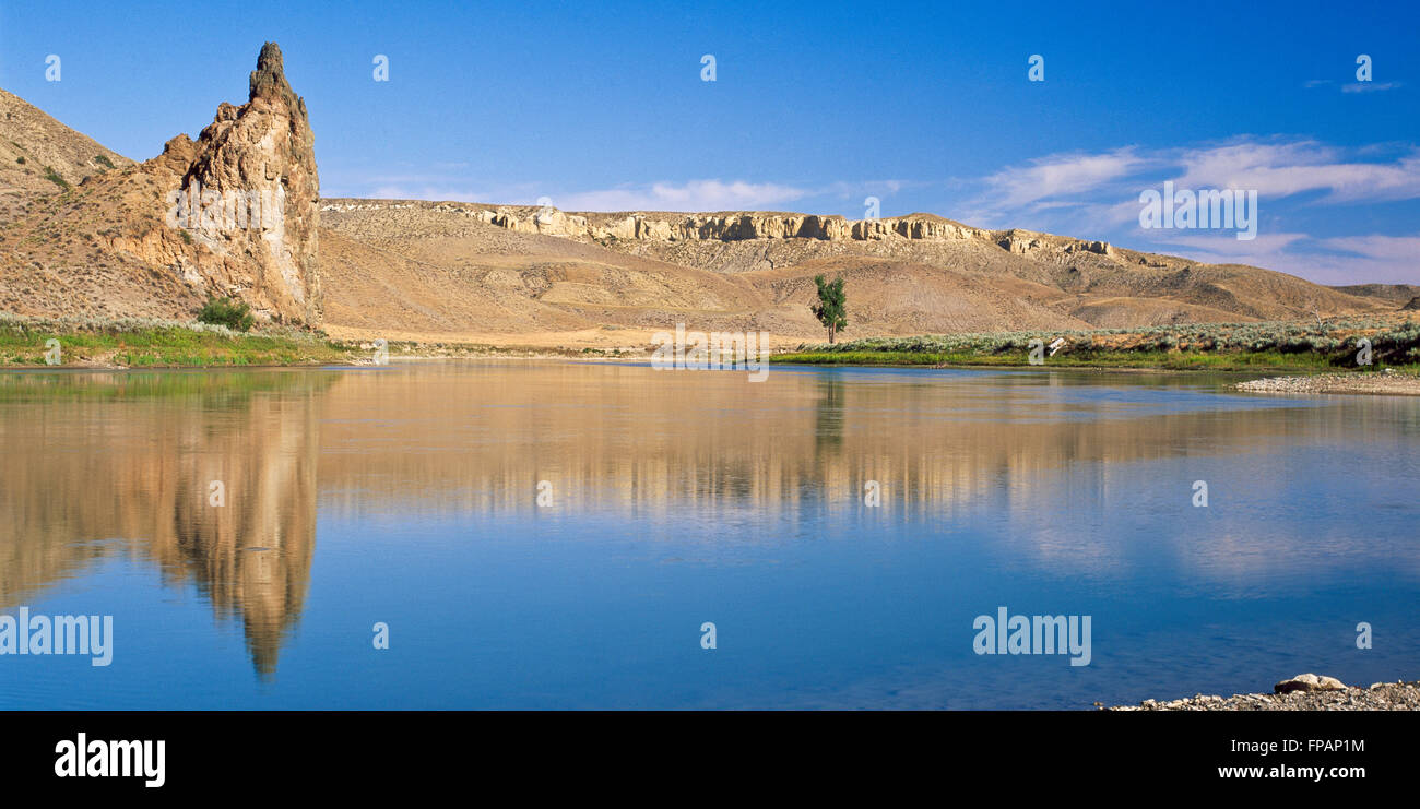 panorama of citadel rock reflected in the missouri river along the ...