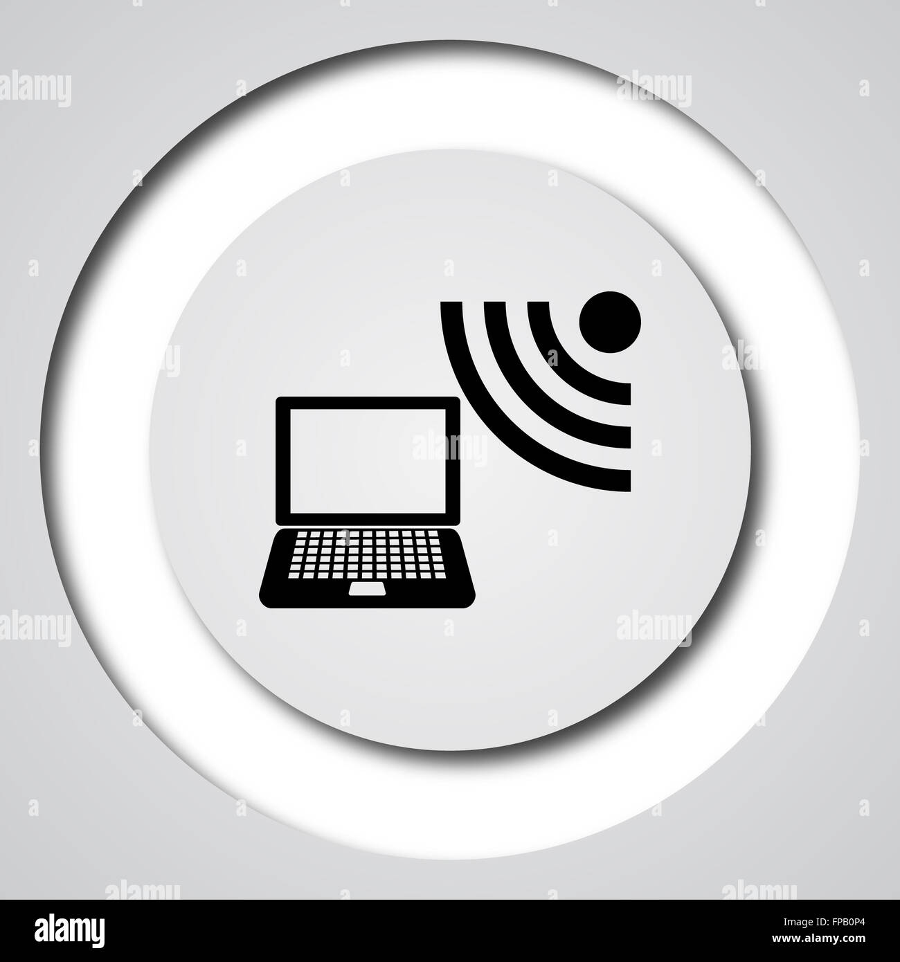 Wireless laptop icon. Internet button on white background Stock Photo ...