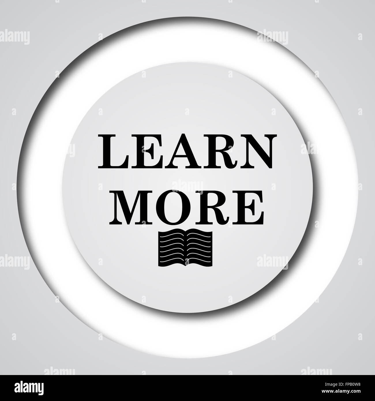 Learn more icon. Internet button on white background Stock Photo - Alamy