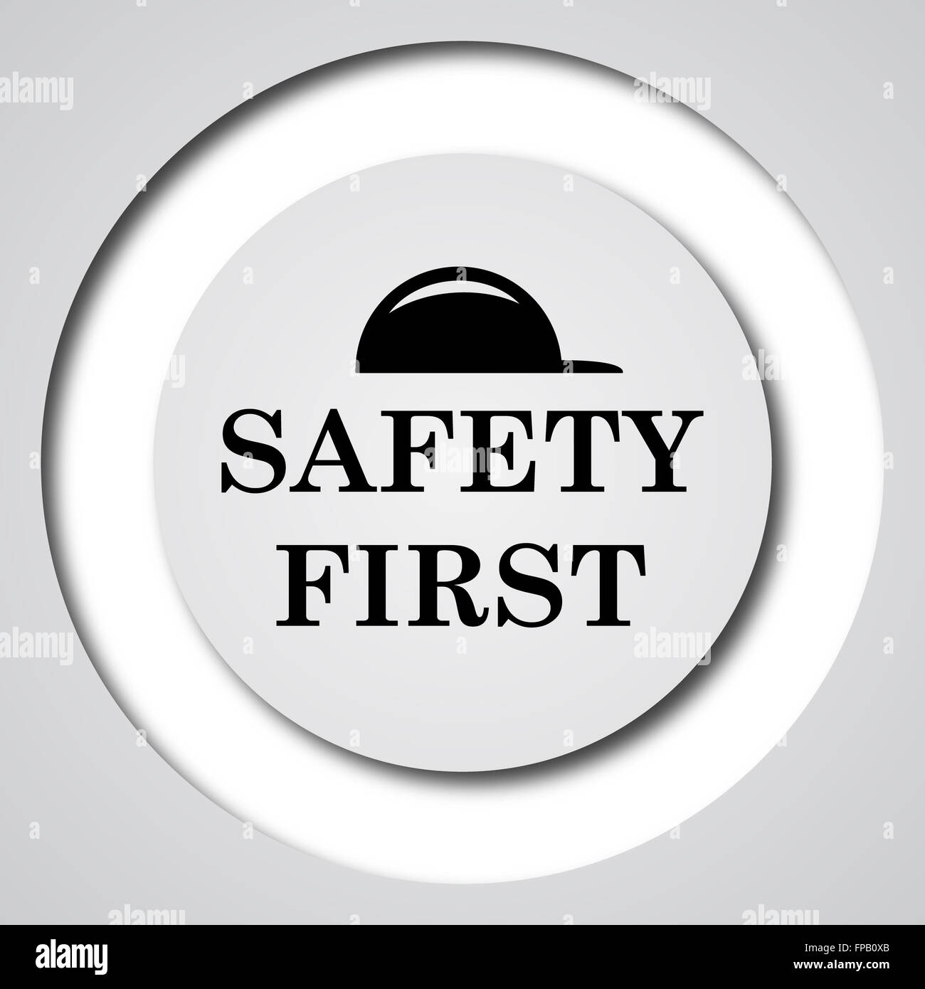 Safety first icon. Internet button on white background Stock Photo - Alamy