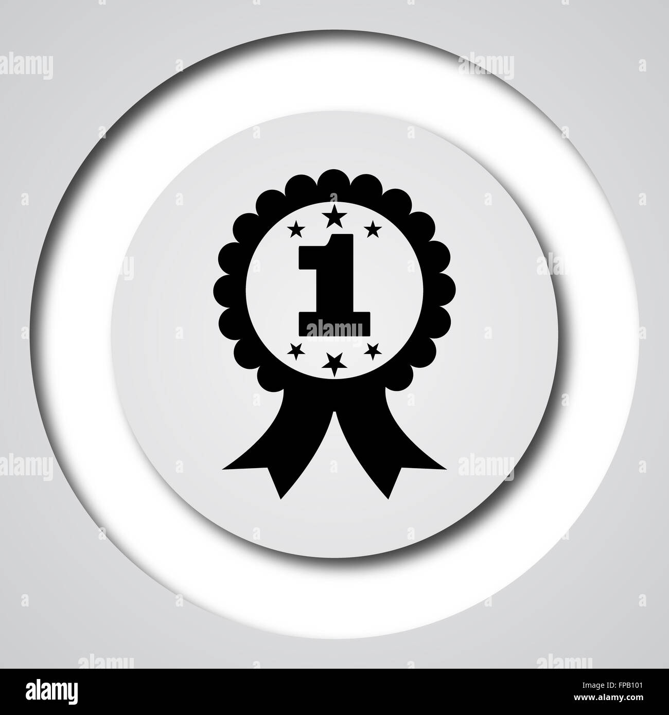 First prize ribbon icon. Internet button on white background Stock ...
