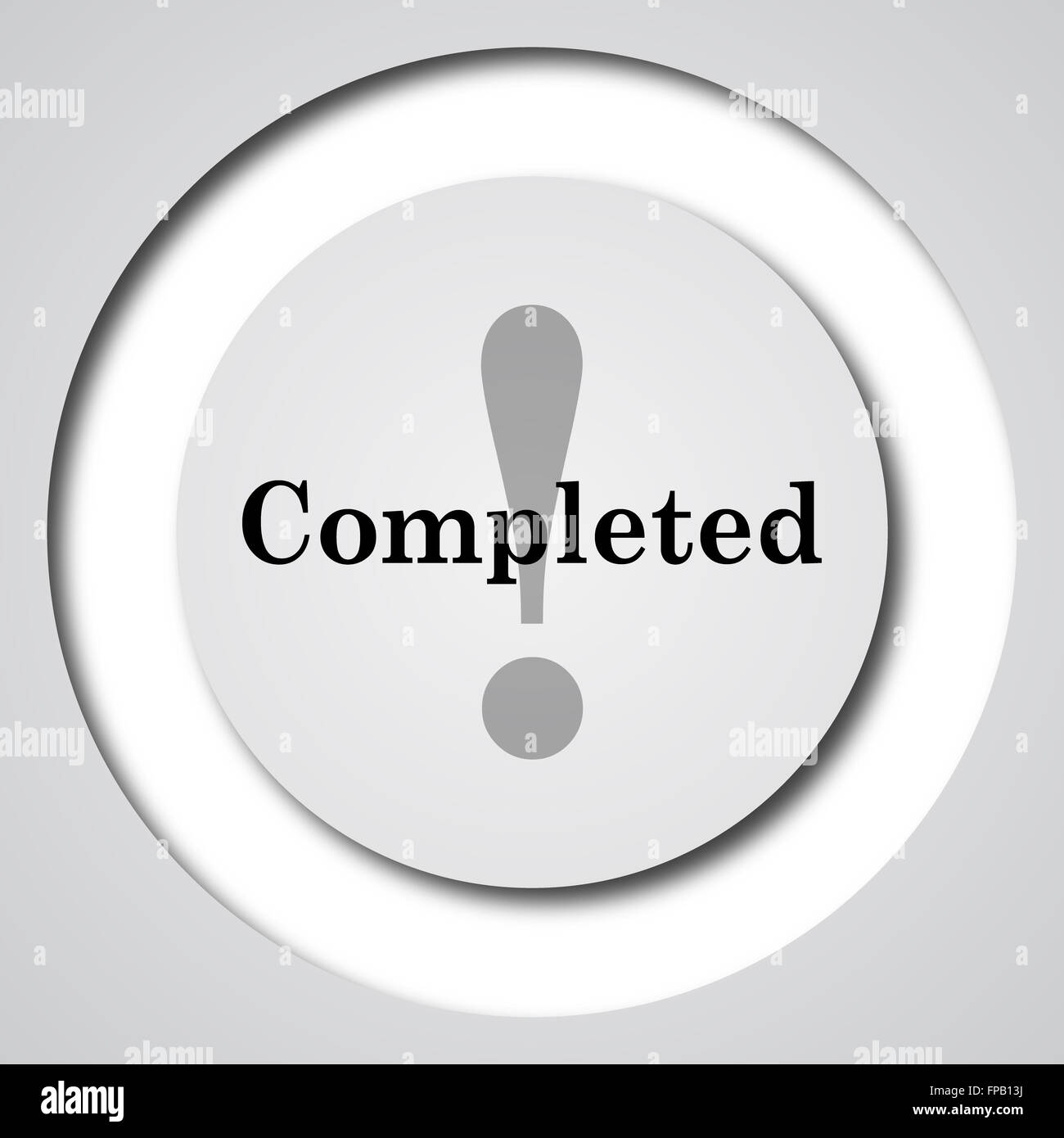 Completed icon. Internet button on white background Stock Photo - Alamy