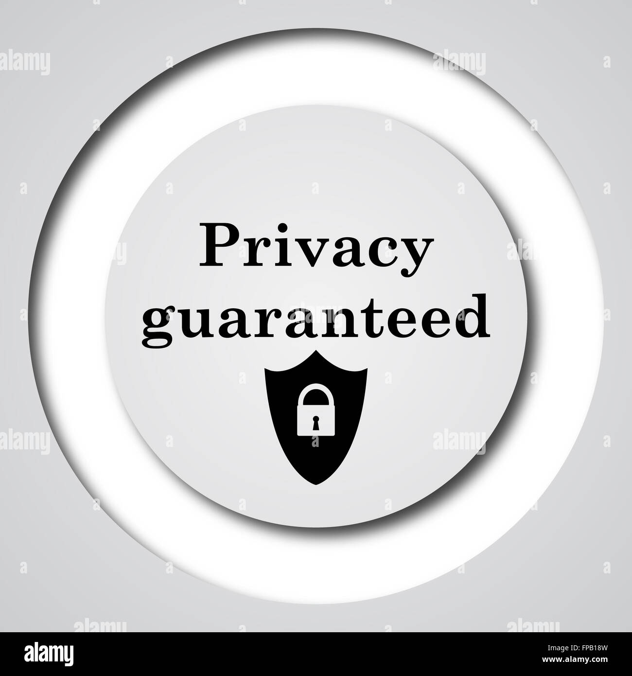 Privacy guaranteed icon. Internet button on white background Stock ...