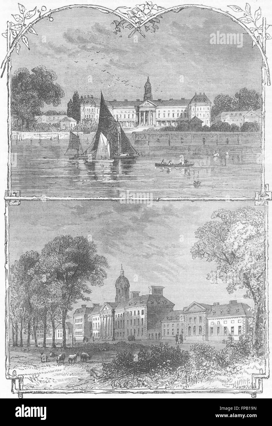 LONDON: Chelsea-Hospital, antique print 1880 Stock Photo - Alamy