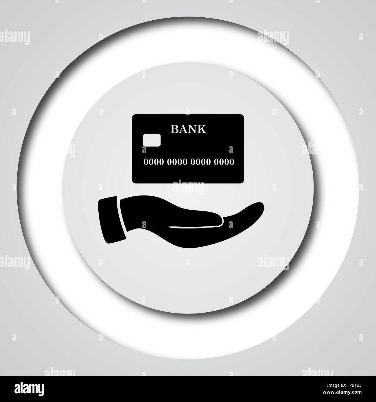 Hand holding credit card icon. Internet button on white background ...