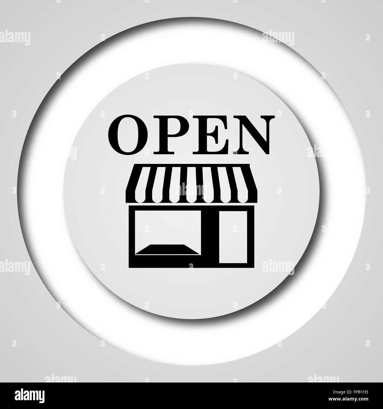 Open store icon. Internet button on white background Stock Photo - Alamy