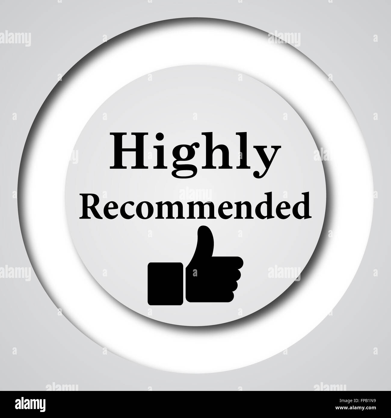 Highly recommended icon. Internet button on white background Stock ...