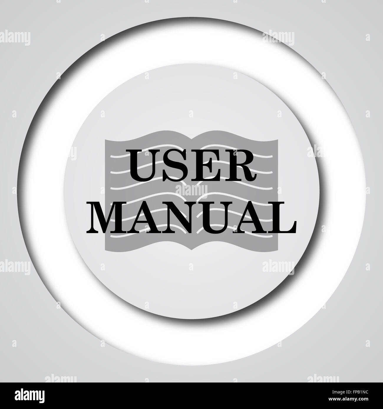 User manual icon. Internet button on white background Stock Photo - Alamy