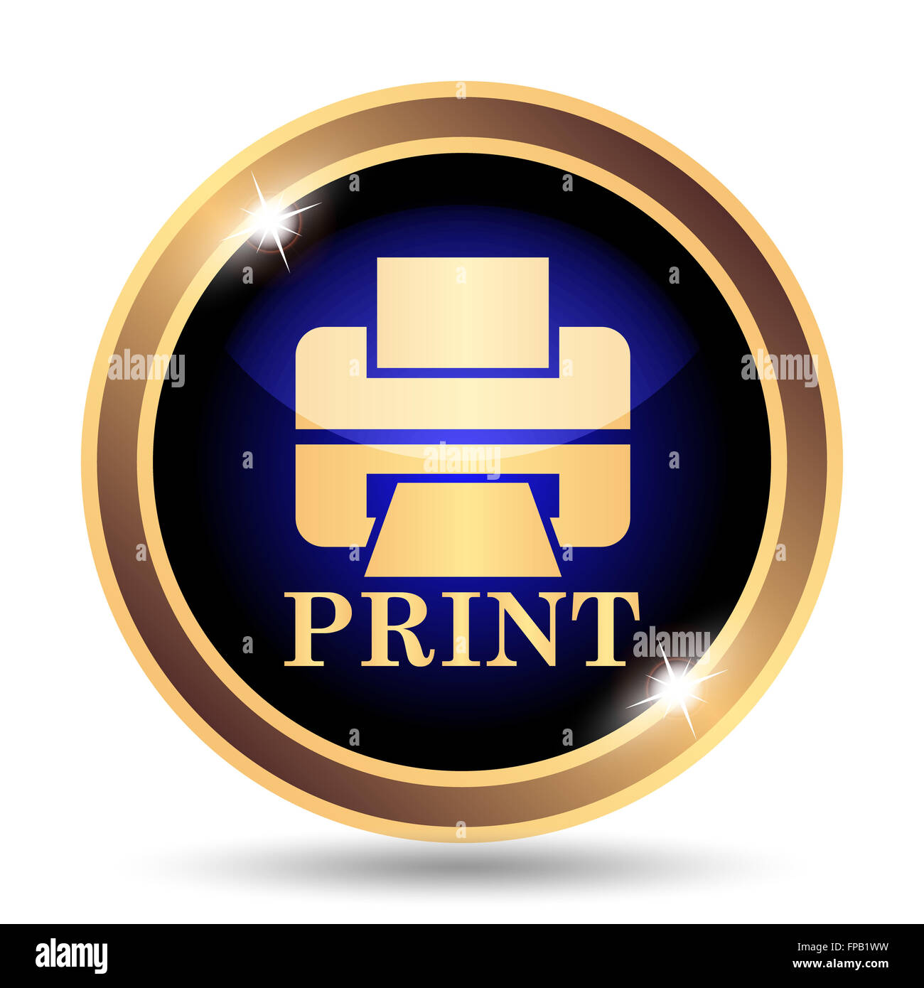Printer with word PRINT icon. Internet button on white background Stock ...