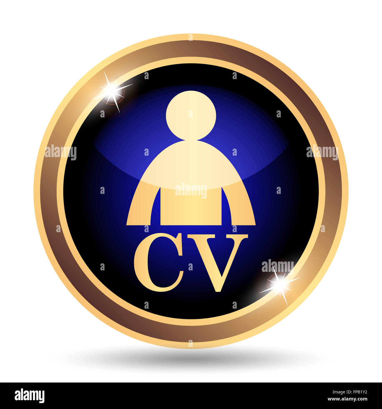 CV icon. Internet button on white background Stock Photo - Alamy