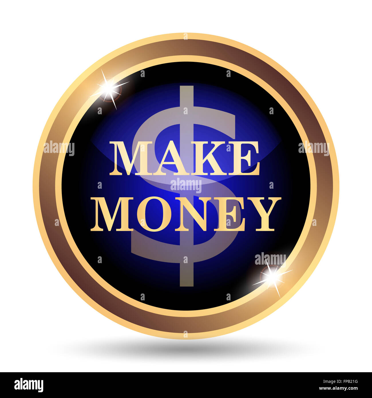 Make money icon. Internet button on white background Stock Photo - Alamy