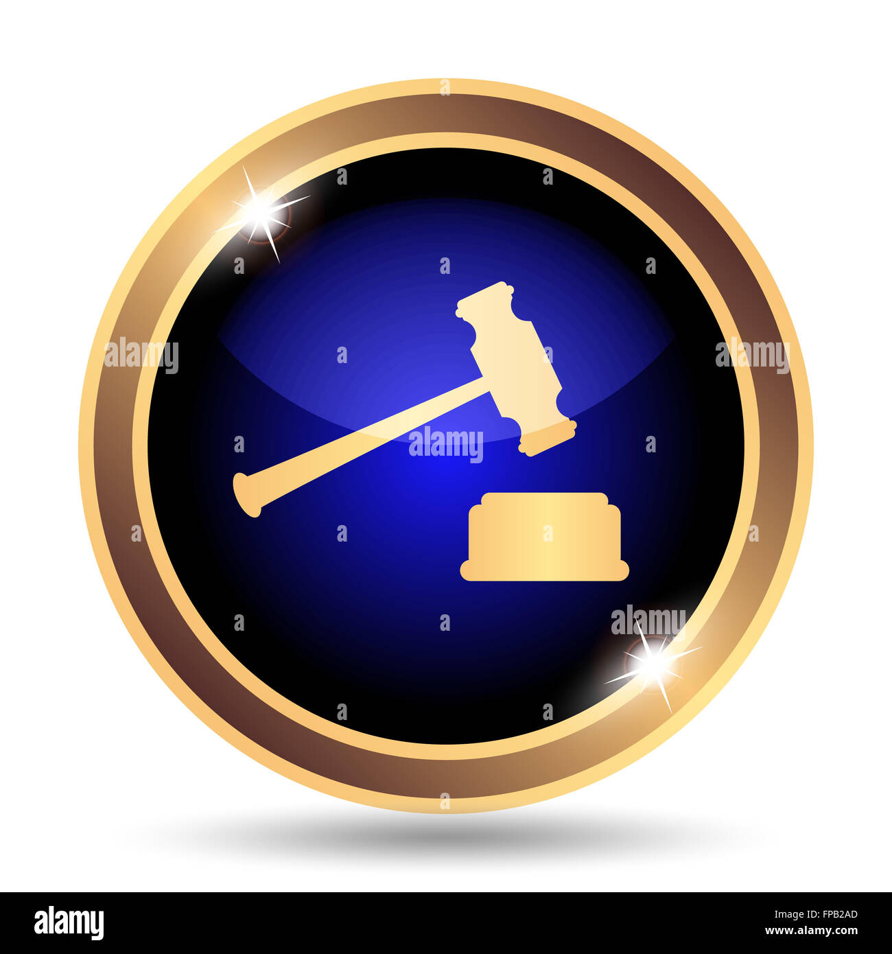 Judge hammer icon. Internet button on white background Stock Photo - Alamy