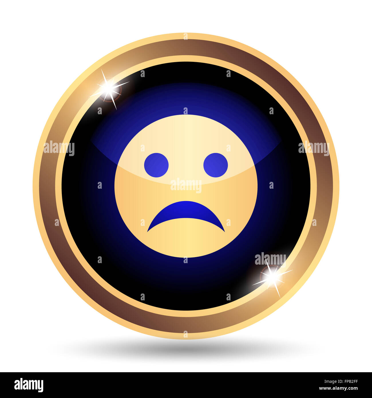 Sad smiley icon. Internet button on white background Stock Photo - Alamy