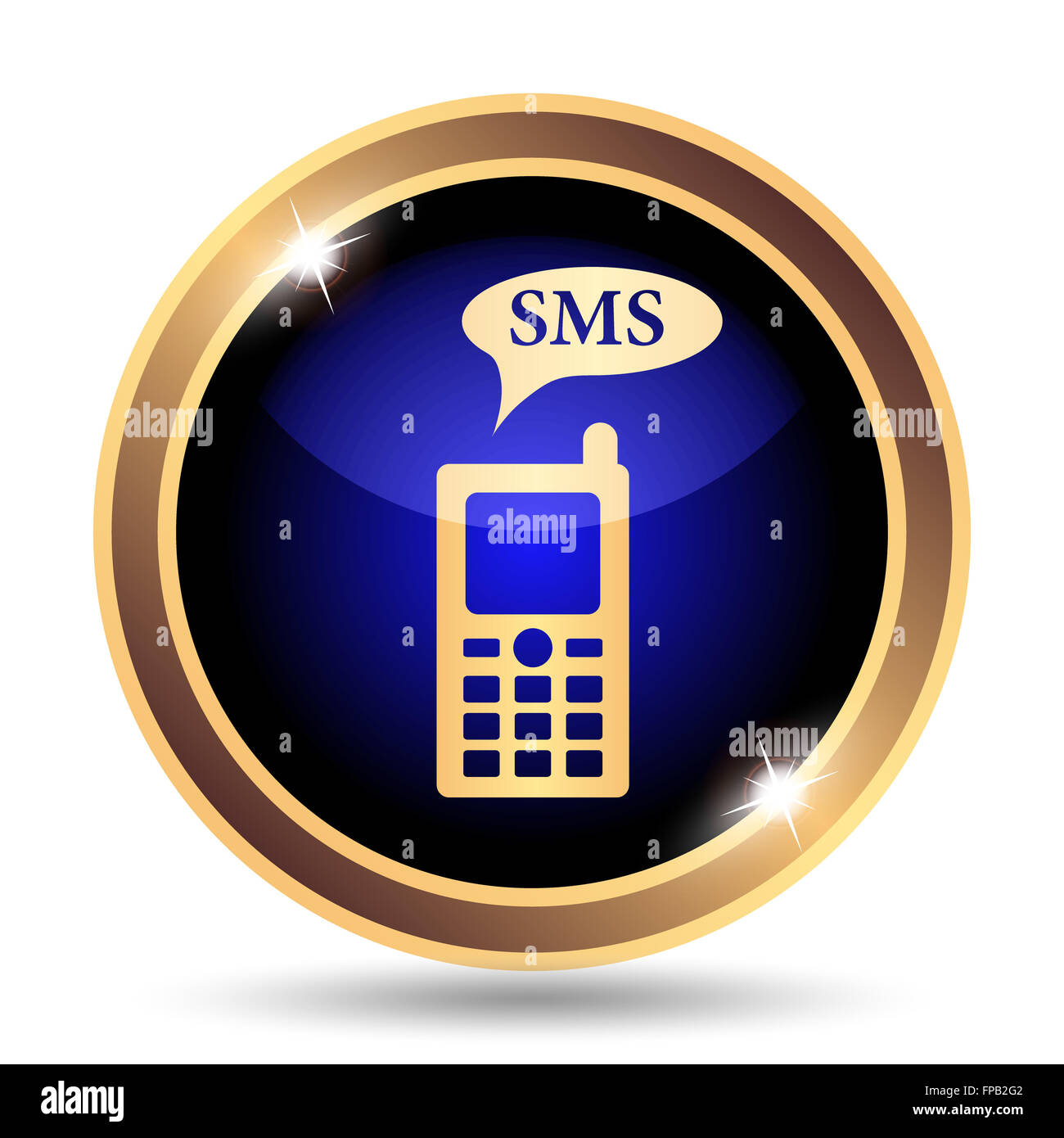 SMS icon. Internet button on white background Stock Photo - Alamy