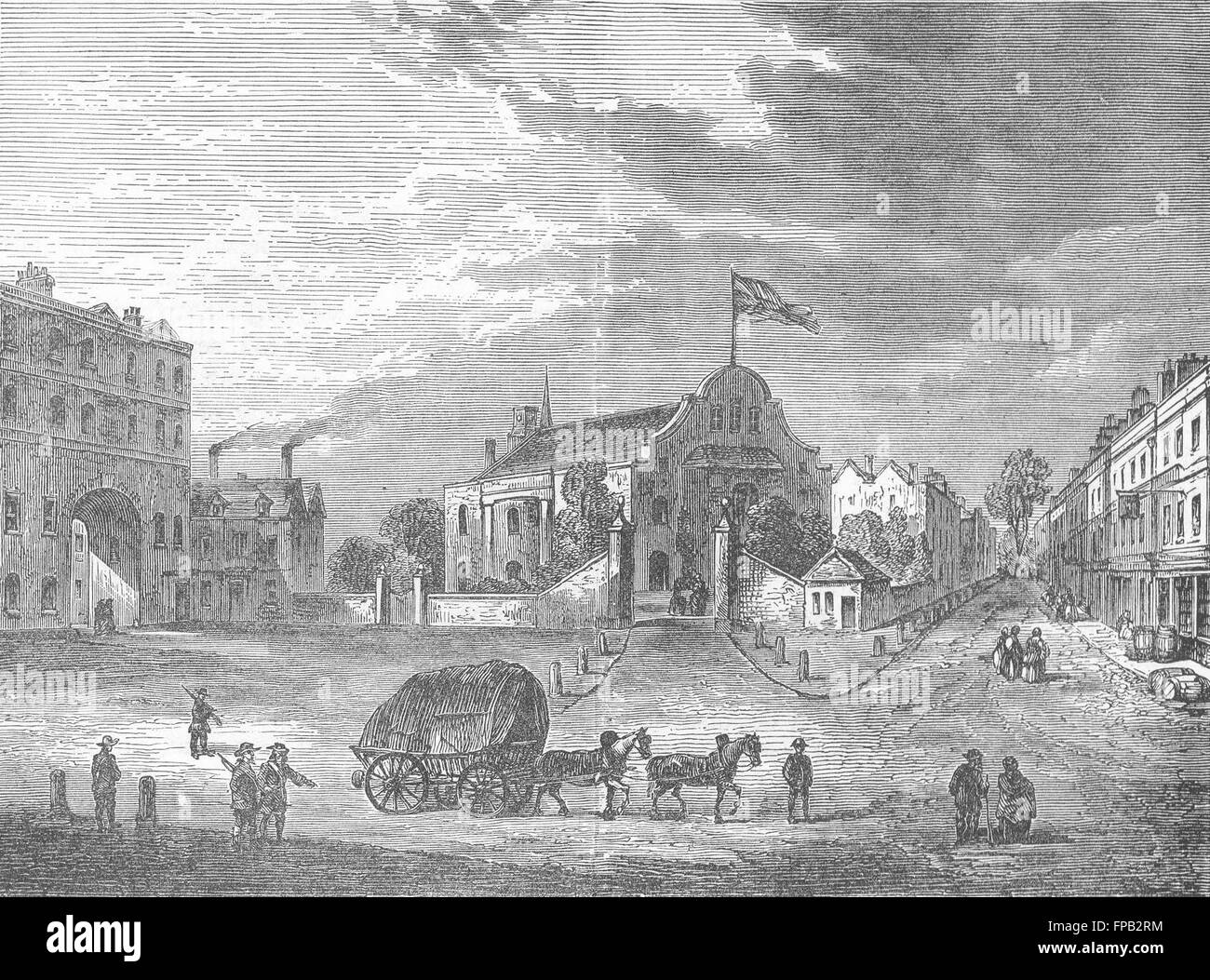 LONDON: Kensington: Church, about 1750, antique print 1880 Stock Photo ...