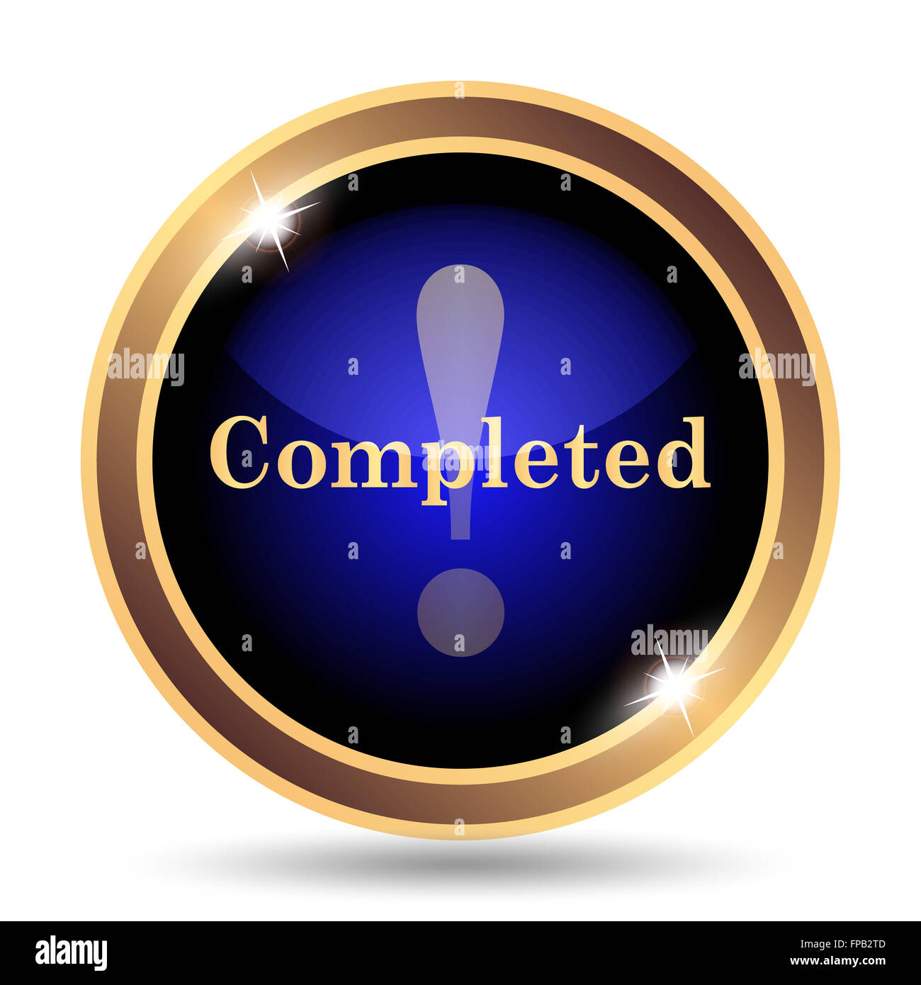 Completed icon. Internet button on white background Stock Photo - Alamy