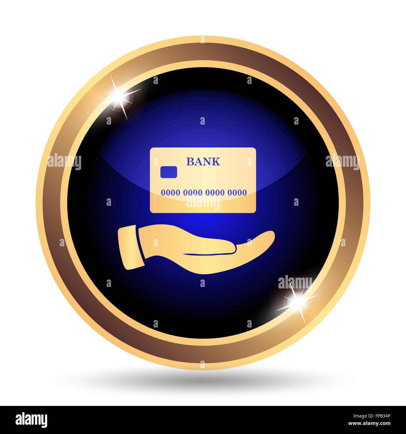 Hand holding credit card icon. Internet button on white background ...