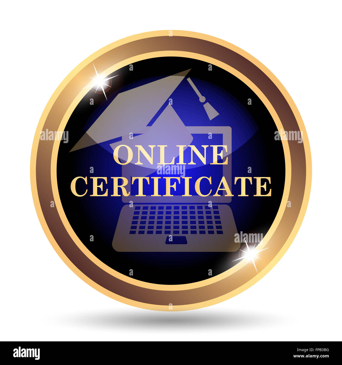 Online certificate icon. Internet button on white background Stock ...