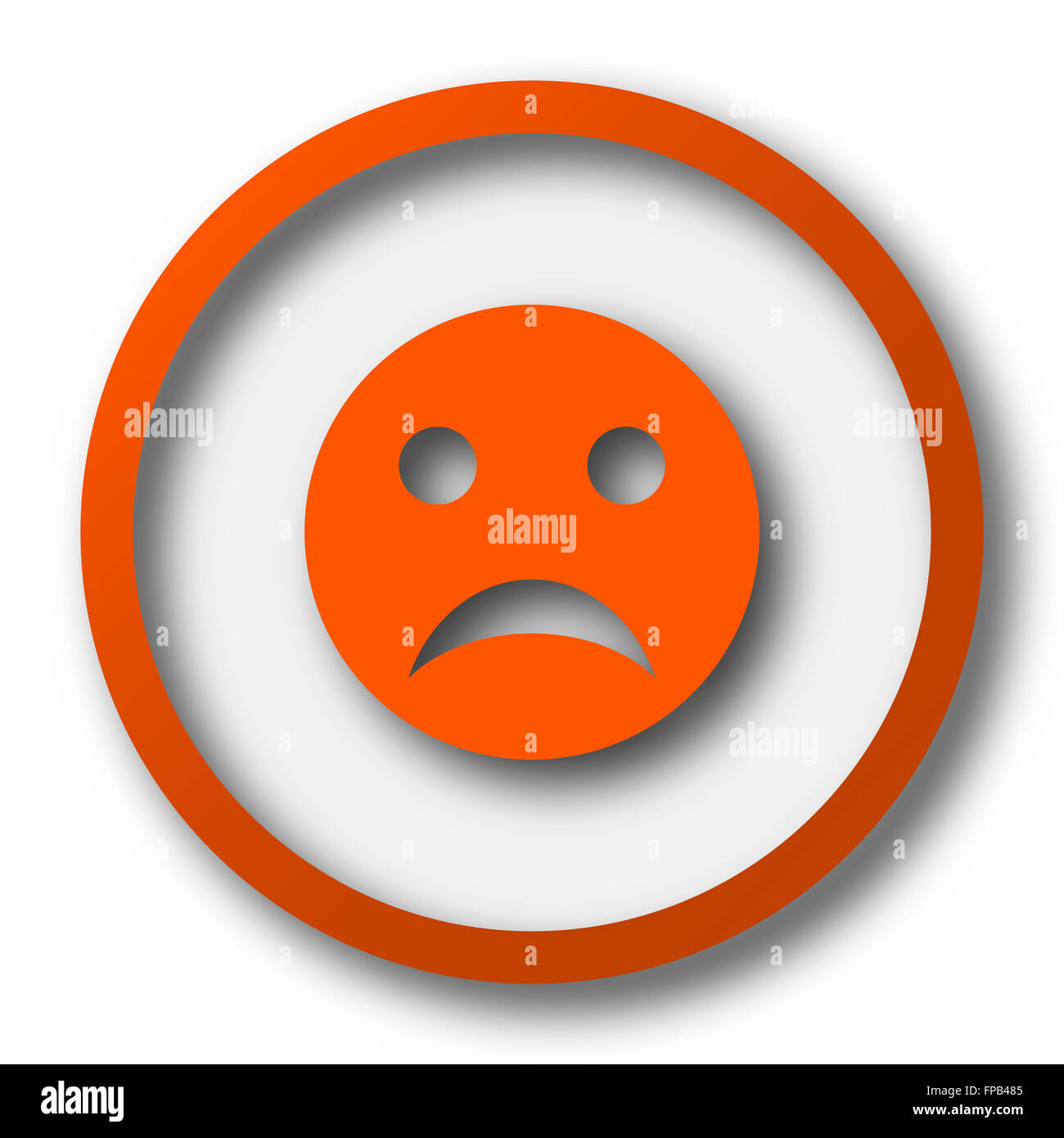 Sad smiley icon. Internet button on white background Stock Photo - Alamy