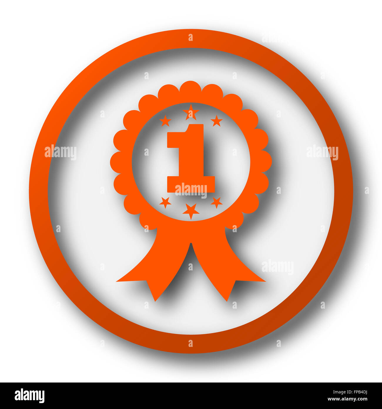 First prize ribbon icon. Internet button on white background Stock ...