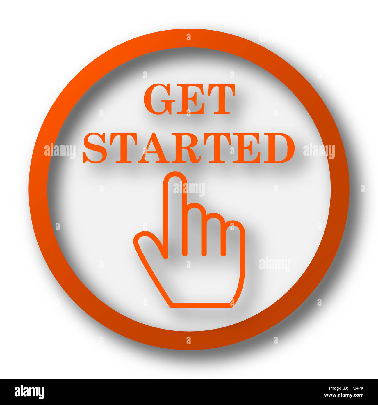 Get started icon. Internet button on white background Stock Photo - Alamy