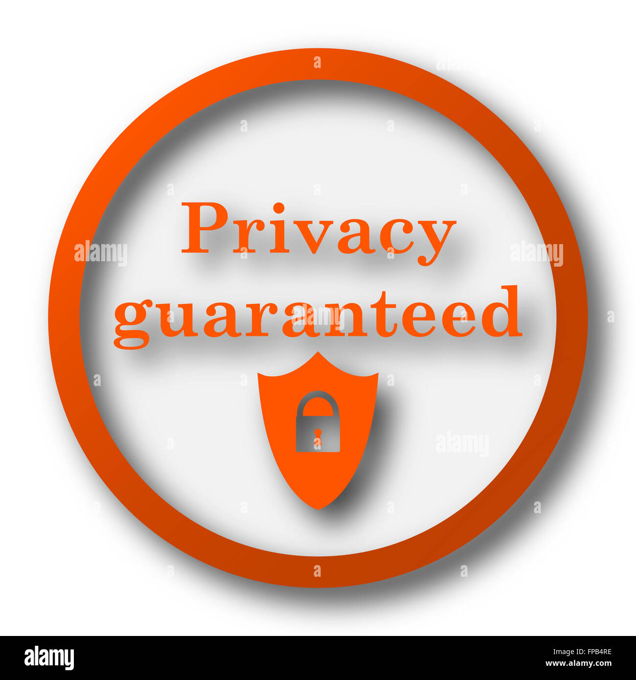 Privacy guaranteed icon. Internet button on white background Stock ...