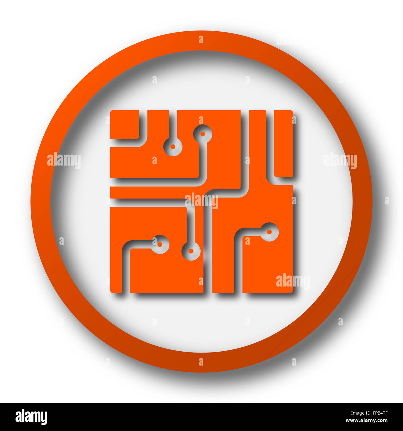Circuit board icon. Internet button on white background Stock Photo - Alamy