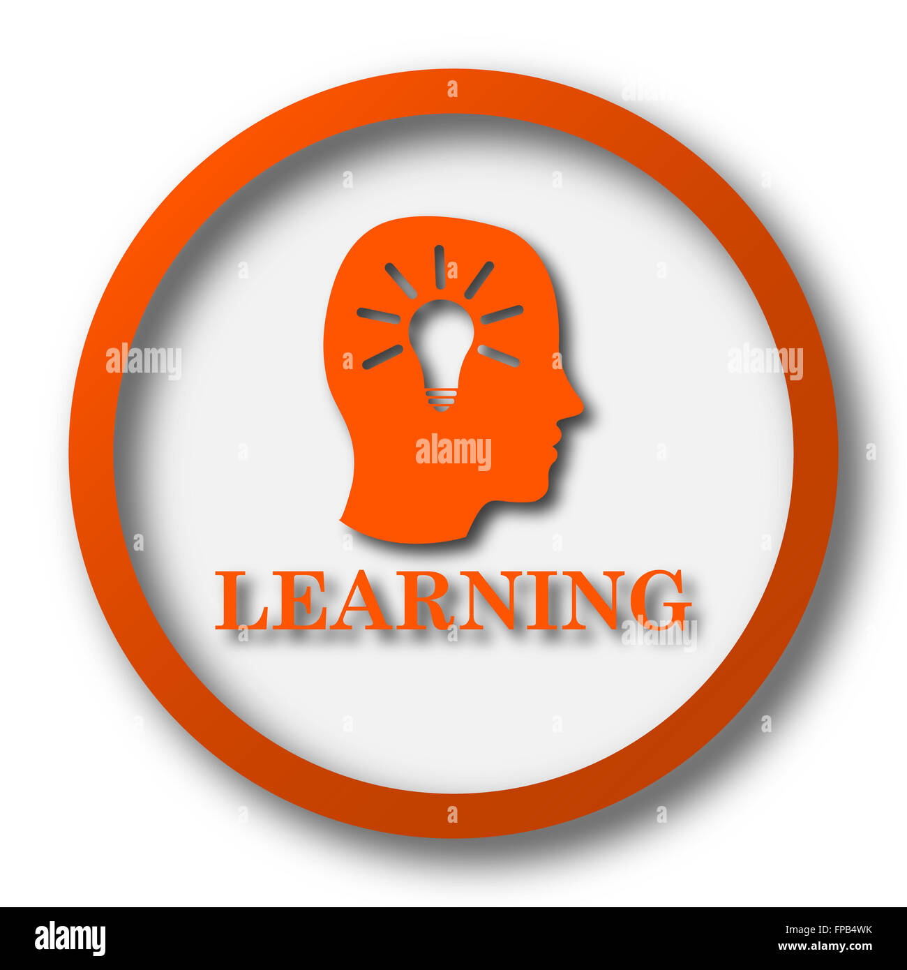 Learning icon. Internet button on white background Stock Photo - Alamy
