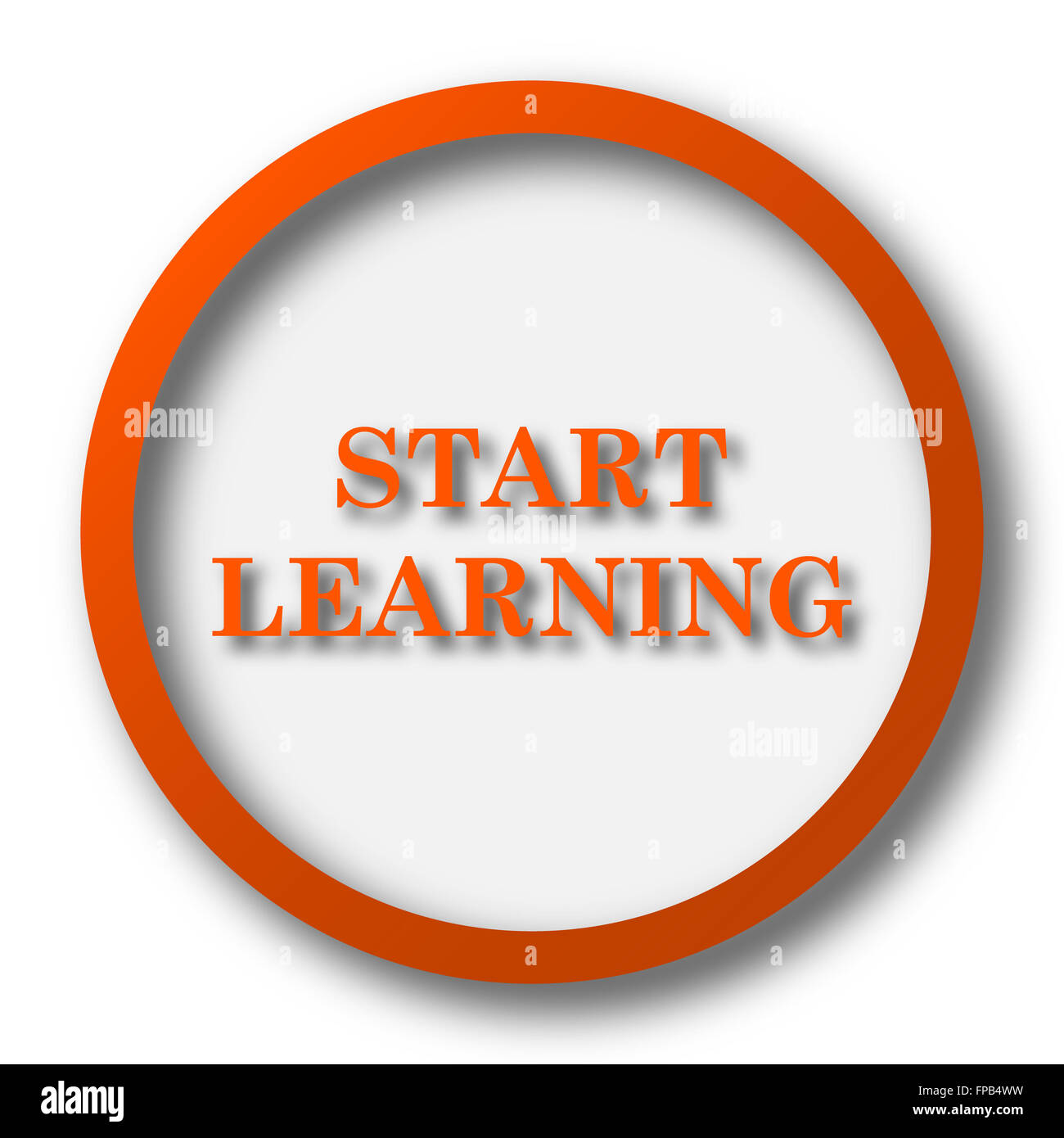 Start learn icon. Internet button on white background Stock Photo - Alamy