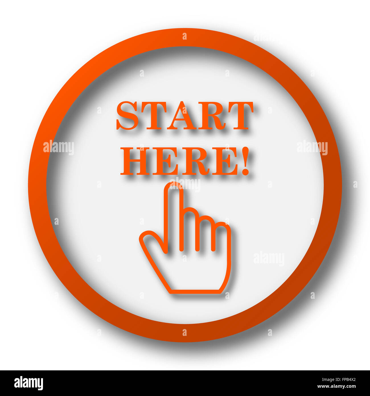 Start here icon. Internet button on white background Stock Photo - Alamy