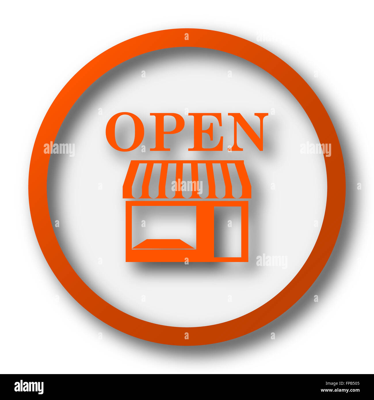 Open store icon. Internet button on white background Stock Photo - Alamy