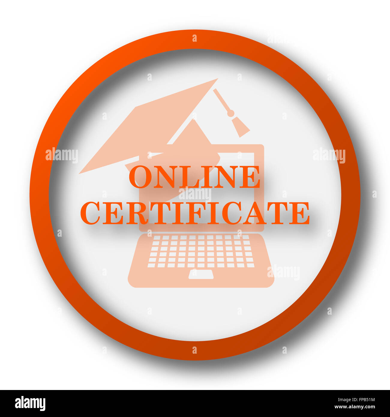 Online certificate icon. Internet button on white background Stock ...