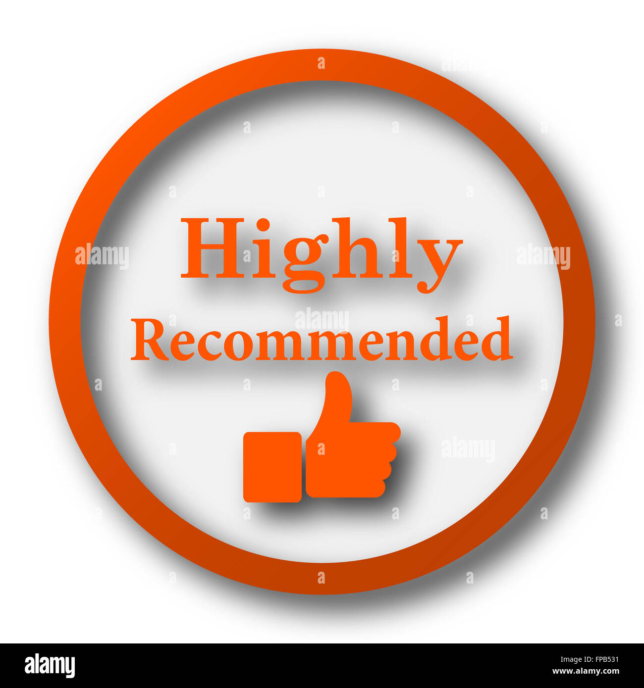 Highly recommended icon. Internet button on white background Stock ...