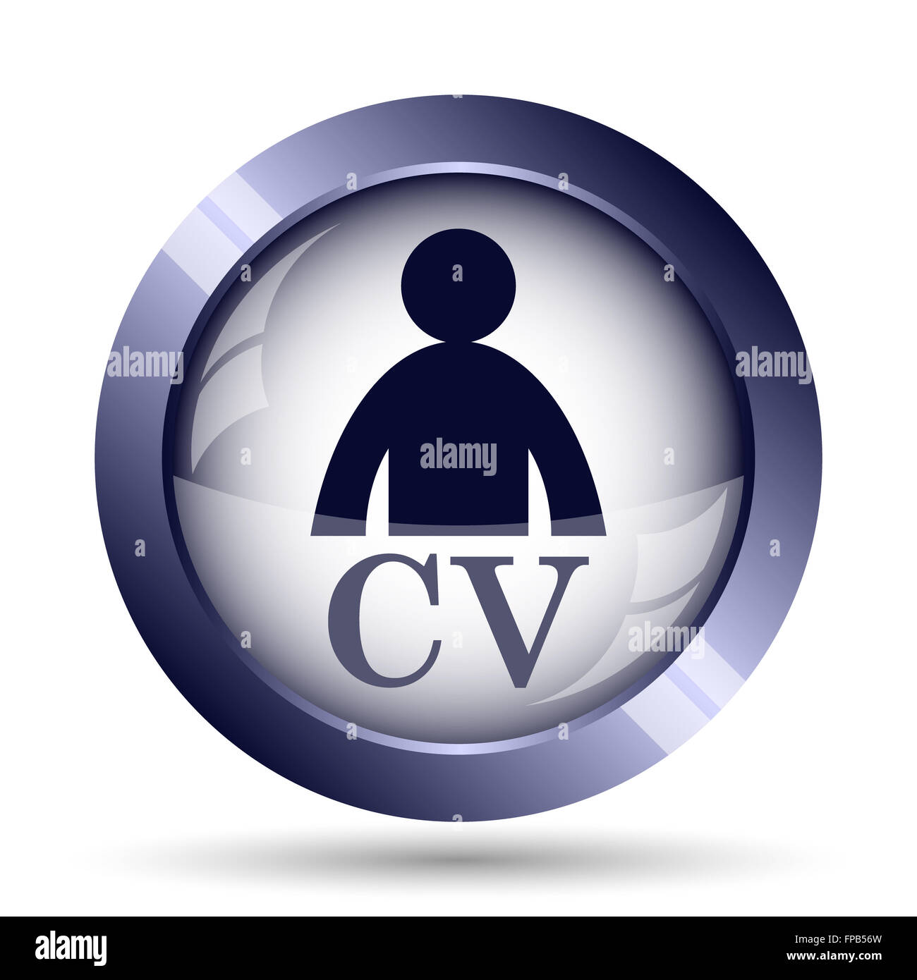 CV icon. Internet button on white background Stock Photo - Alamy