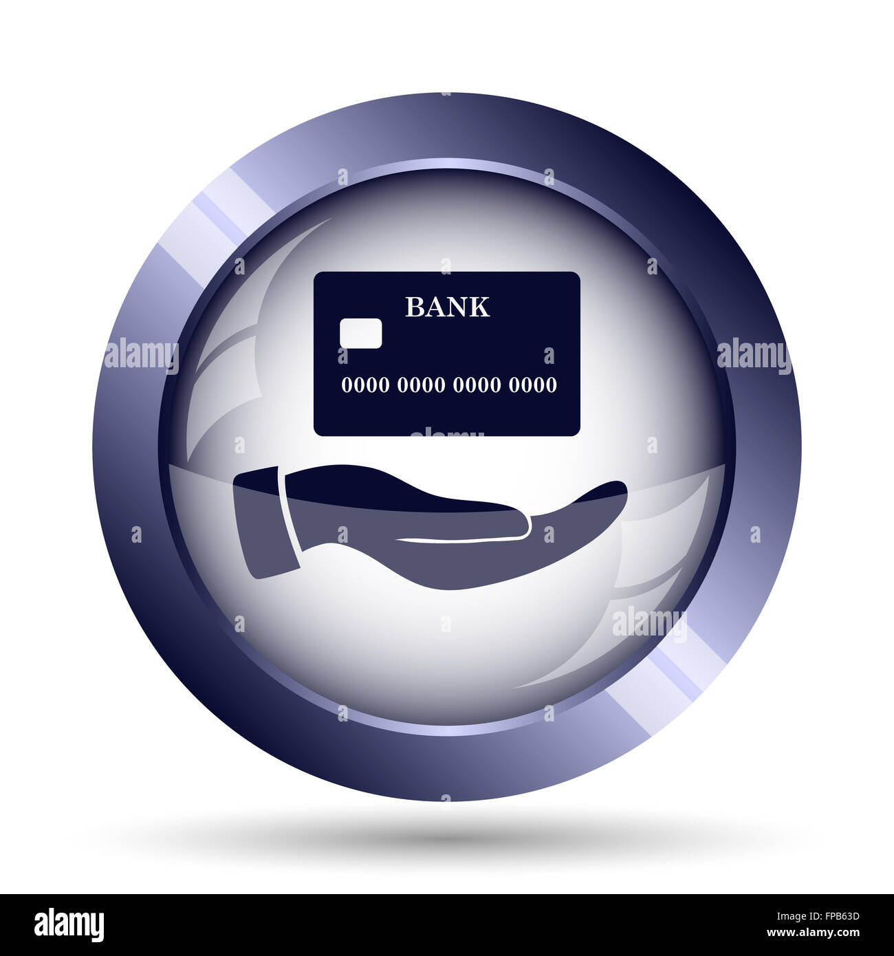 Hand holding credit card icon. Internet button on white background ...