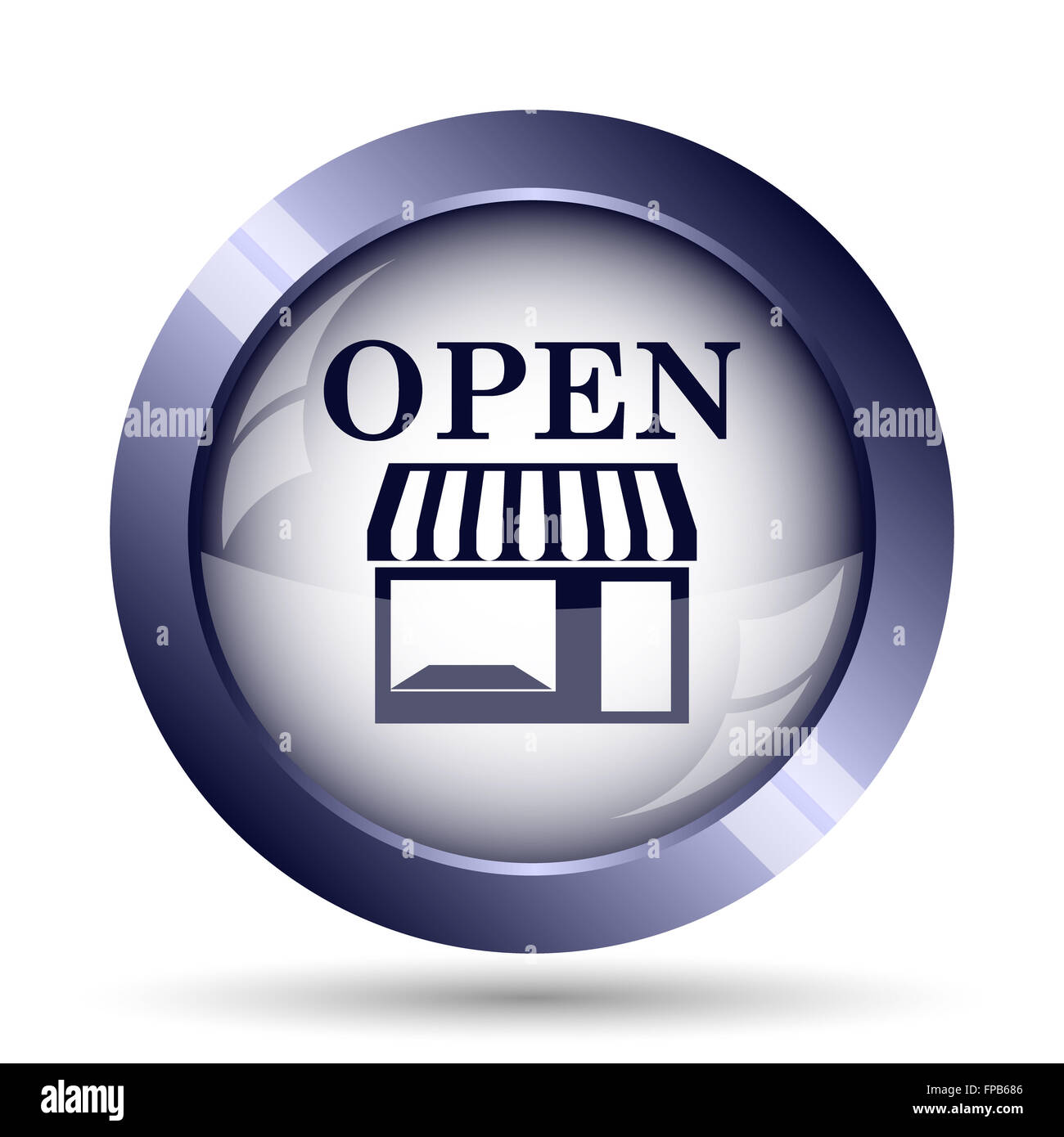 Open store icon. Internet button on white background Stock Photo - Alamy