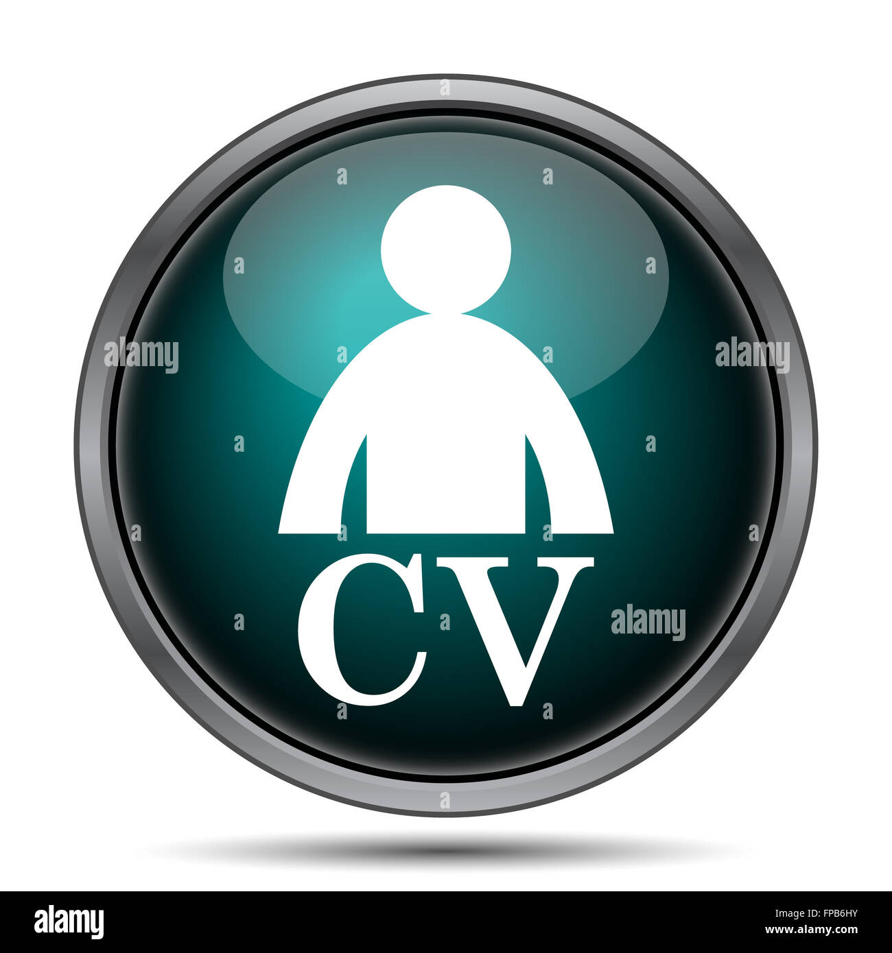 CV icon. Internet button on white background Stock Photo - Alamy