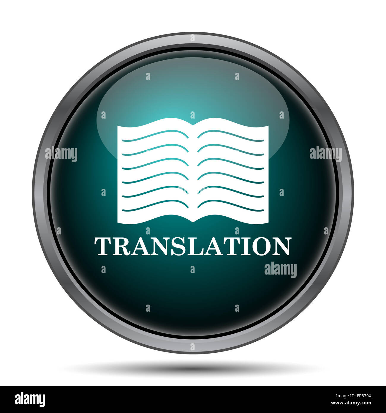 Translation book icon. Internet button on white background Stock Photo ...