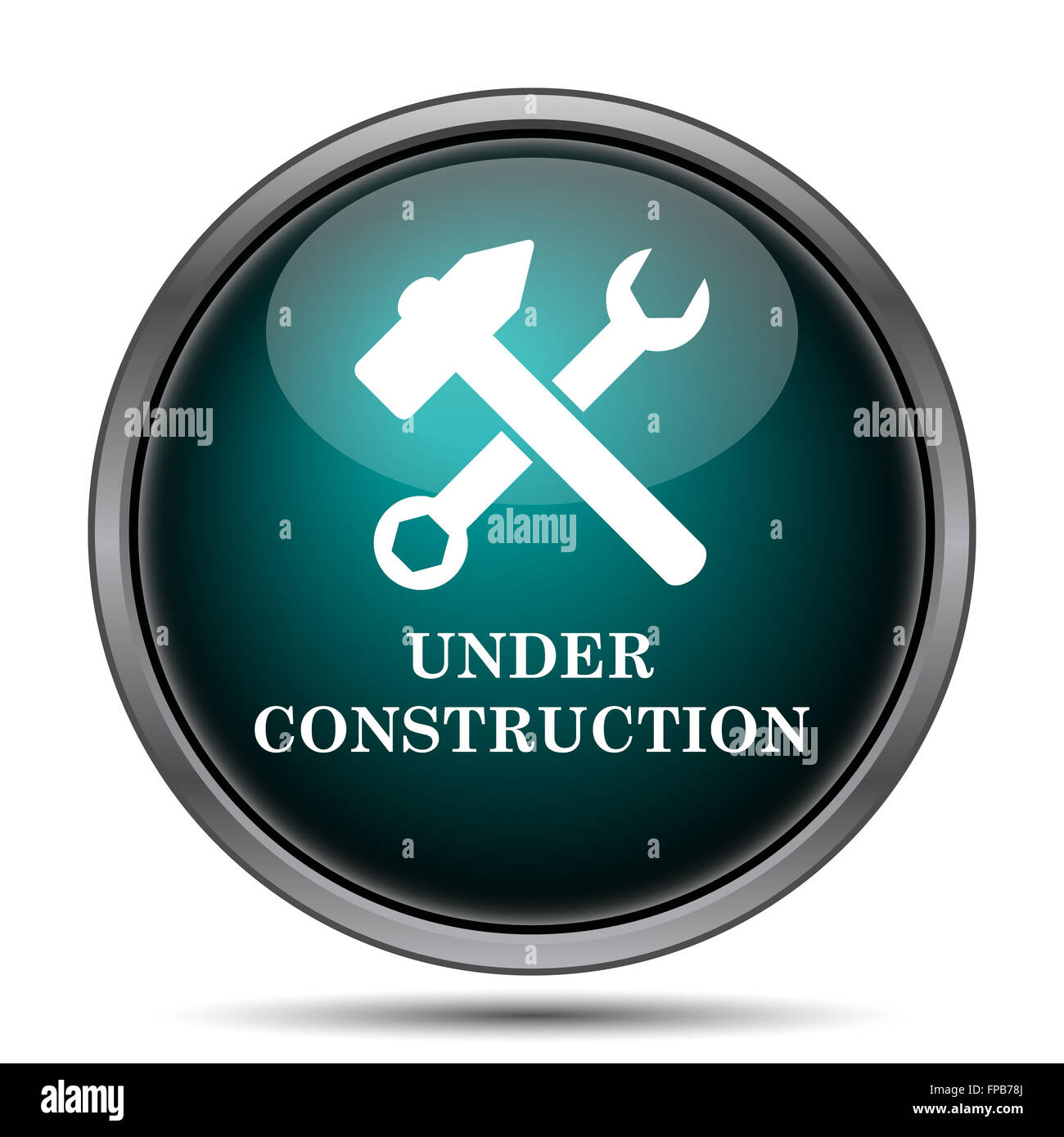 Under construction icon. Internet button on white background Stock ...