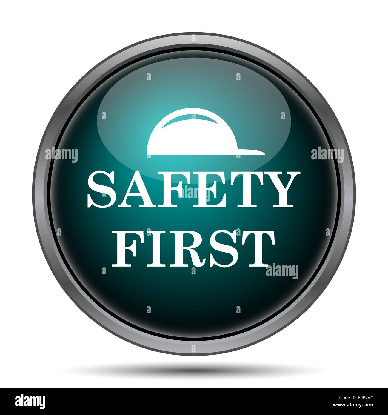 Safety first icon. Internet button on white background Stock Photo - Alamy