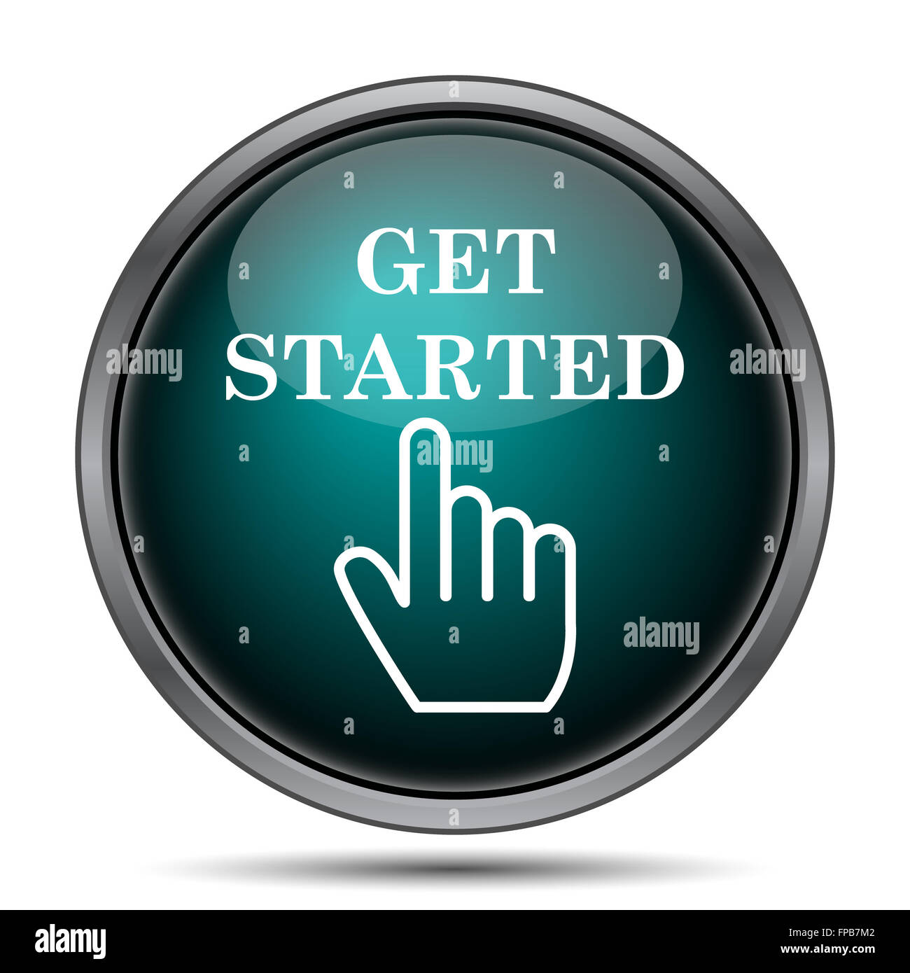 Get started icon. Internet button on white background Stock Photo - Alamy