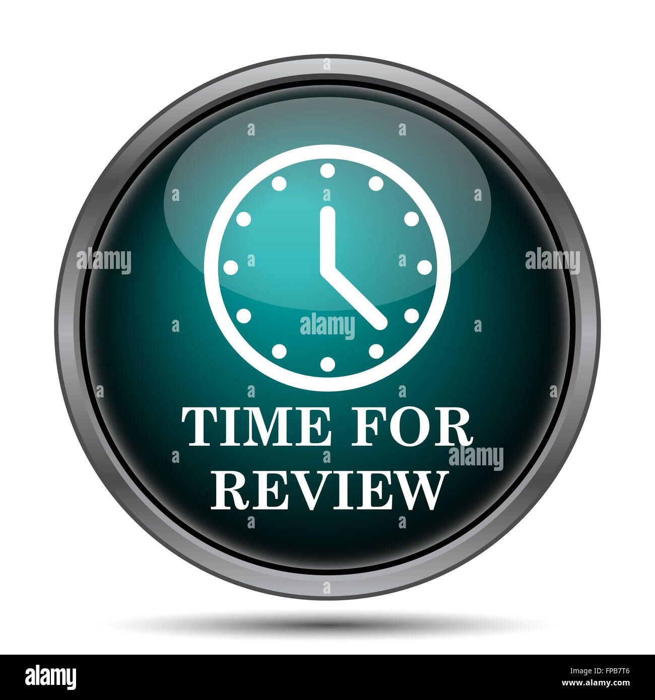 Time for review icon. Internet button on white background Stock Photo ...