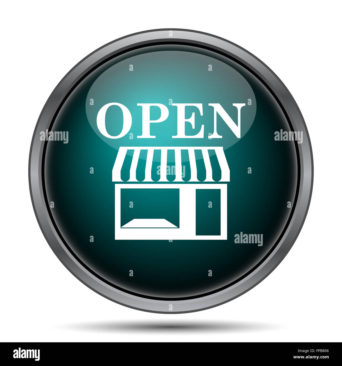Open store icon. Internet button on white background Stock Photo - Alamy